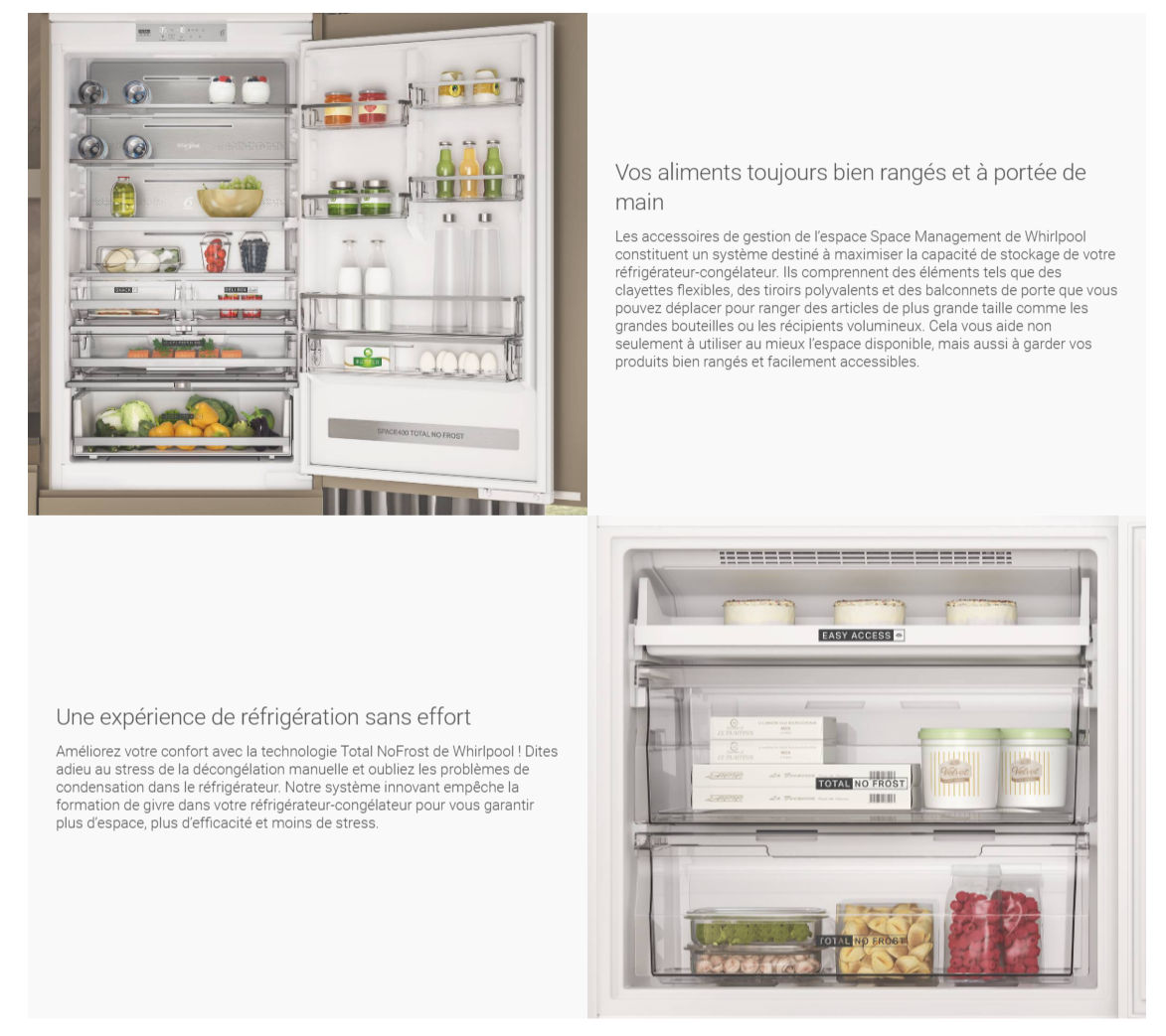 RÉFRIGÉRATEUR WHIRLPOOL COMBINÉ NO-FROST 444L INOX